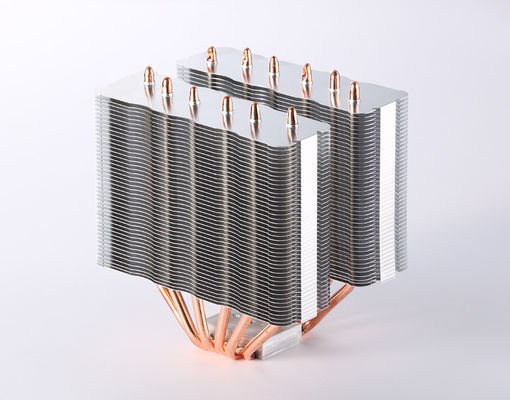 6 Piece Copper Heat Pipe Heatsink Two Rows Fins with Antioxidant Treatment