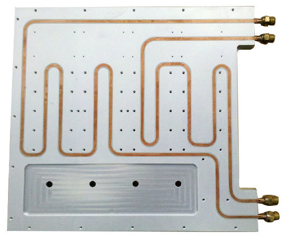 450W Stamped Cold Plate Heat Sink With Copper Tubes For CPU Water Cooling