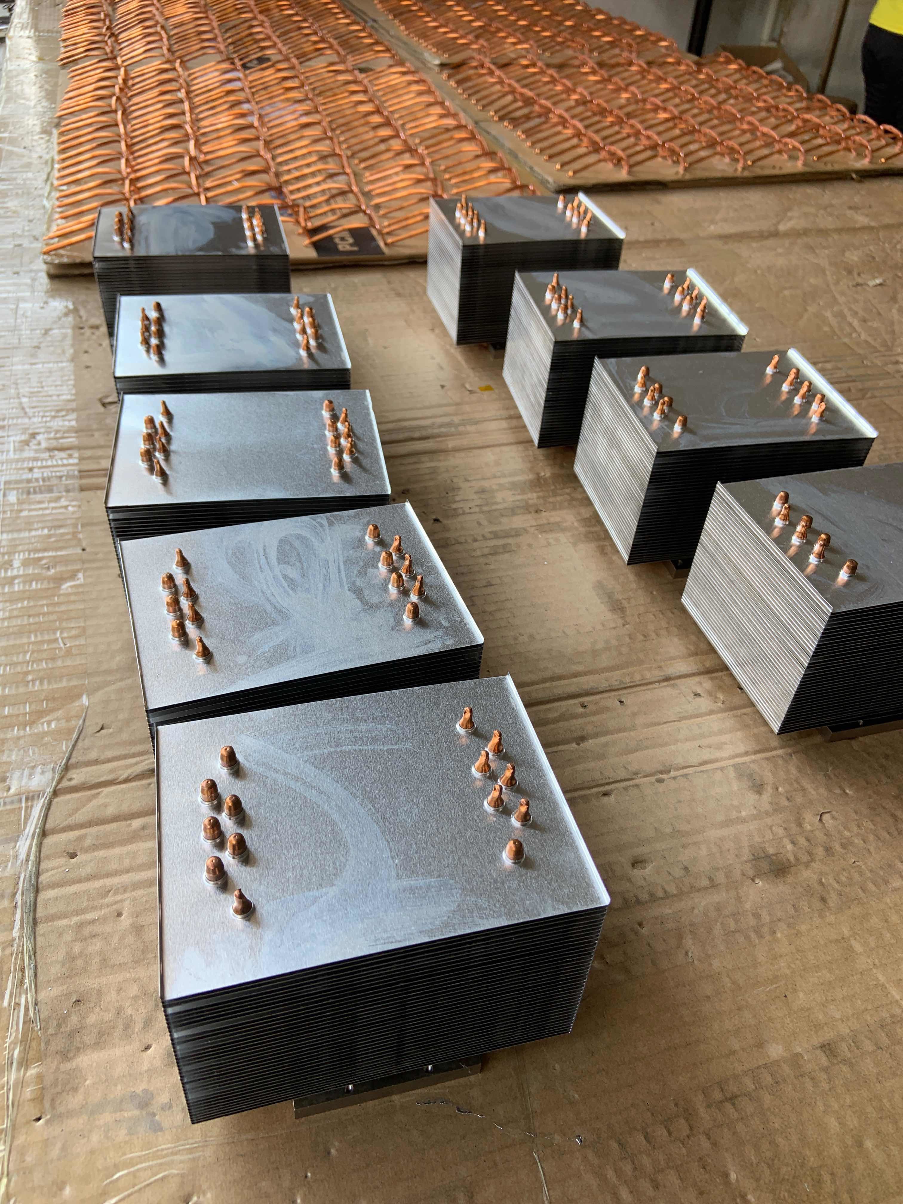 200W Customize Copper Pipe Heat Sink / High Density Copper Aluminum Fin ...