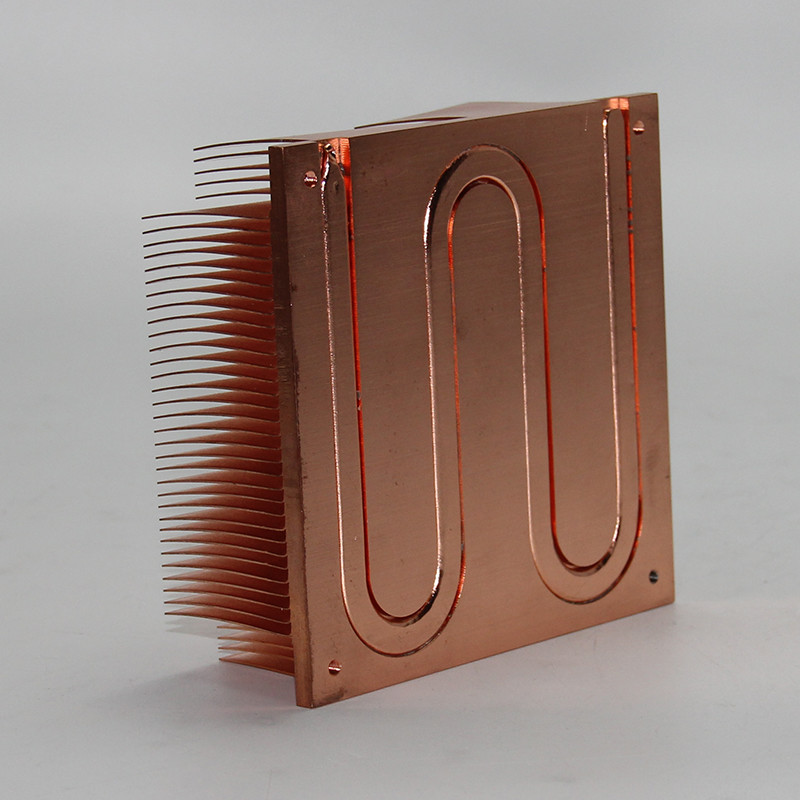 4 Pass Buried Cu Tube 20*120*80 mm Copper Heatsink Skiving Fin Cooler ...